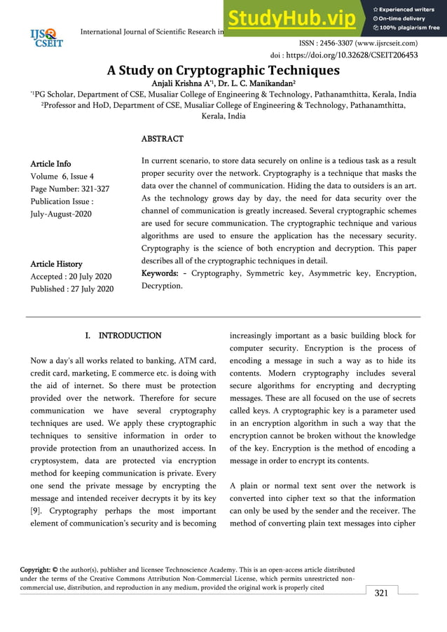 A Study On Cryptographic Techniques | PDF | Information and Network Security | Computing