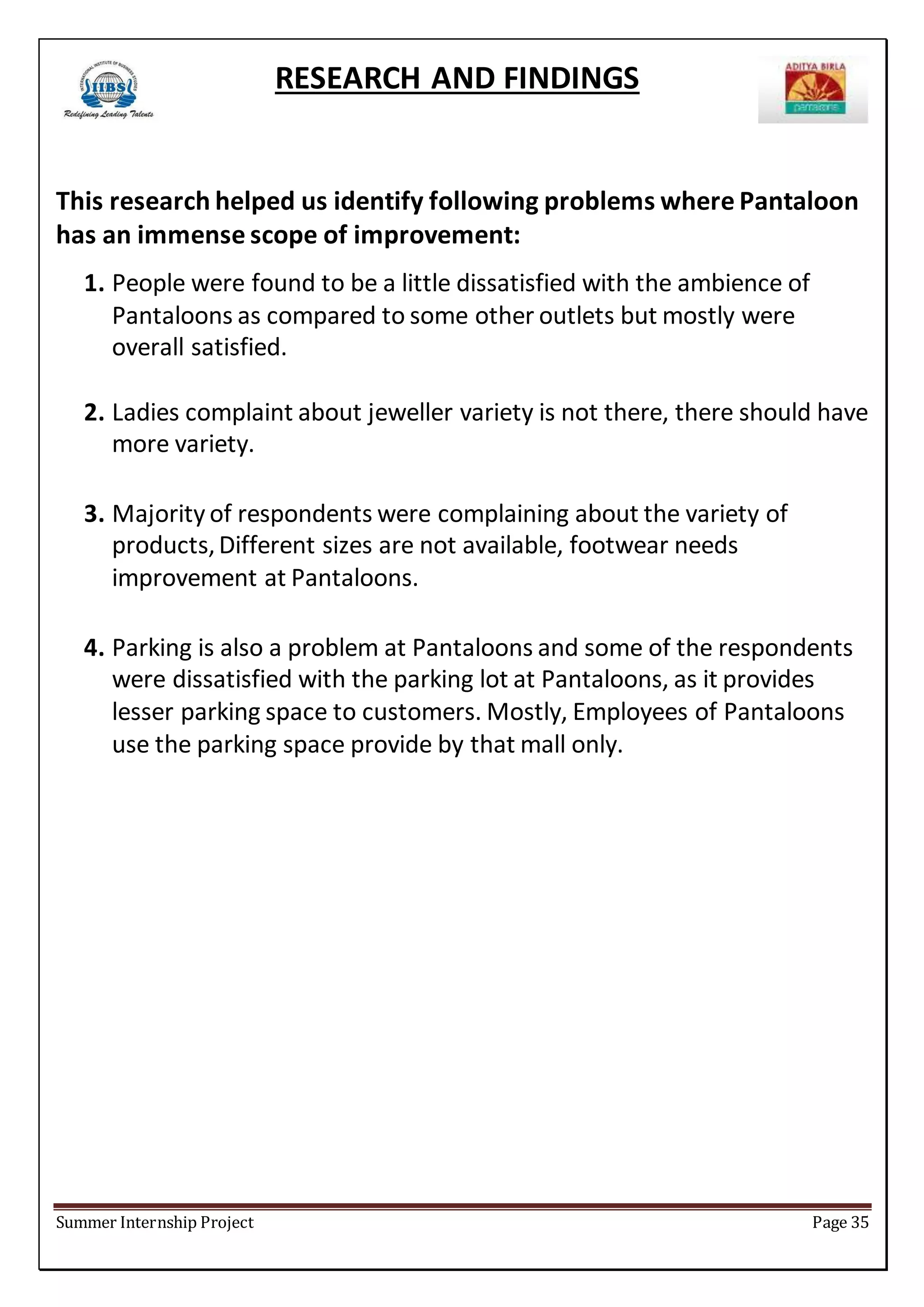 A study on customer interaction and customer satisfaction at pantaloons | DOCX