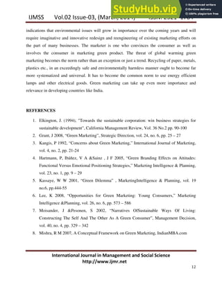 A STUDY ON CUSTOMER PERCEPTION OF GREEN MARKETING | PDF