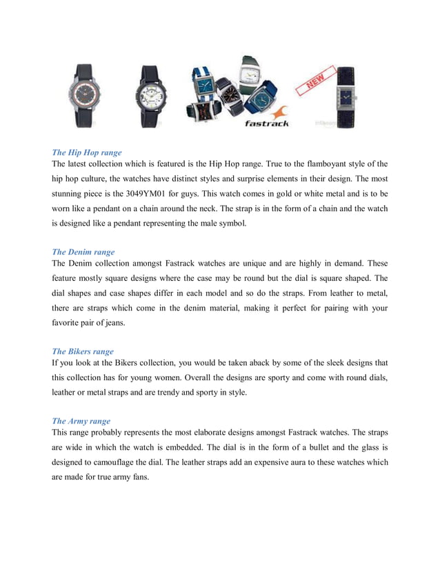 A study on customer satisfaction for fastrack watches | PDF ...