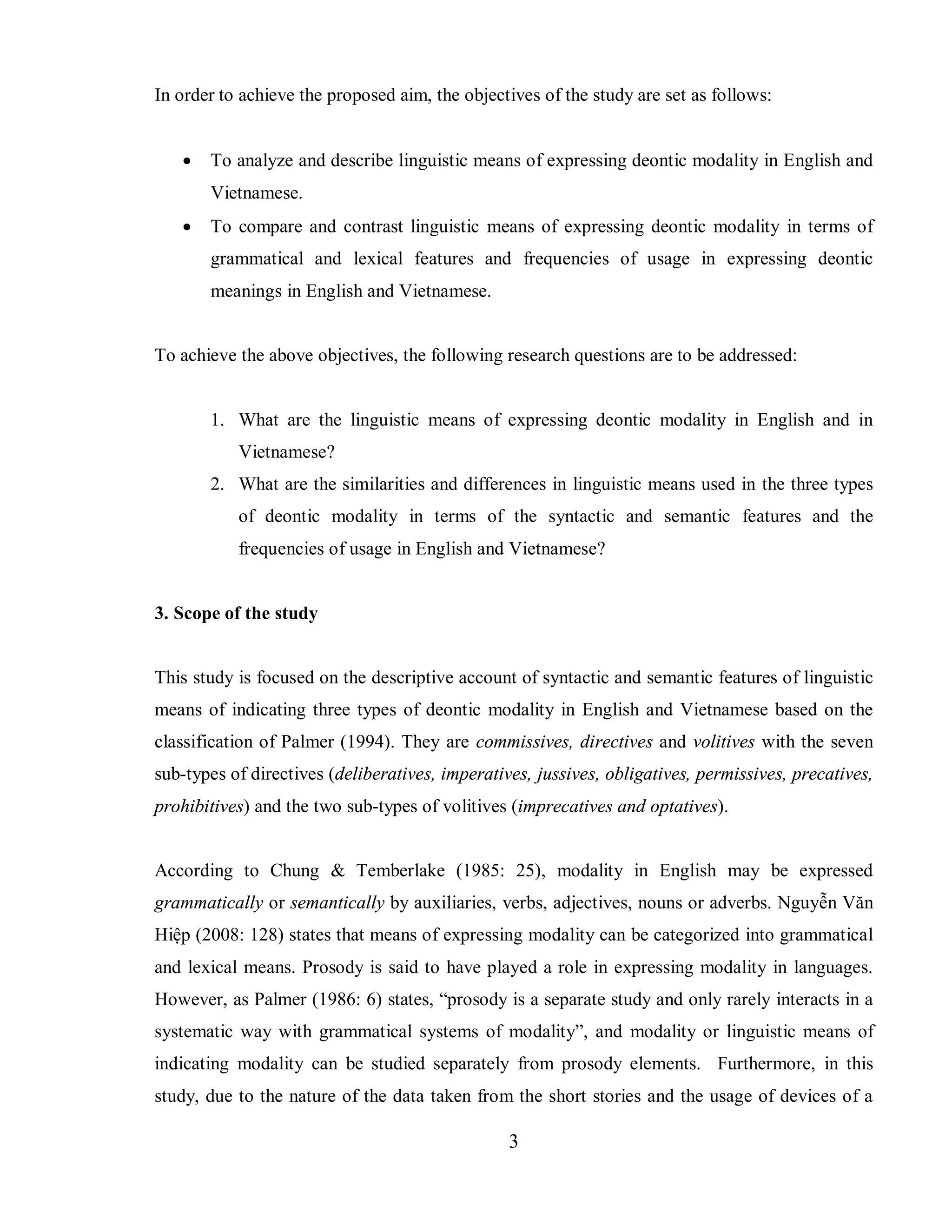 A Study on Deontic Modality Expressing Means in English and Vietnamese ...