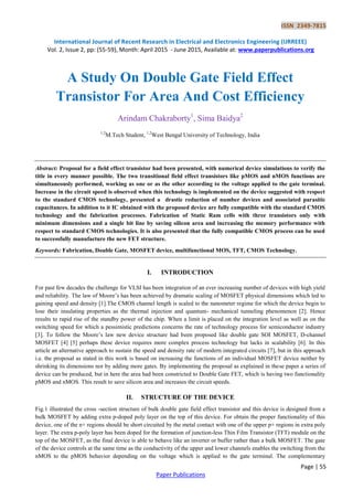 A Study On Double Gate Field Effect Transistor For Area And Cost Efficiency | PDF