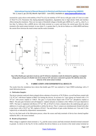 A Study On Double Gate Field Effect Transistor For Area And Cost Efficiency | PDF