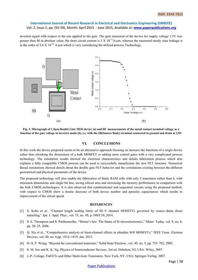 A Study On Double Gate Field Effect Transistor For Area And Cost Efficiency | PDF