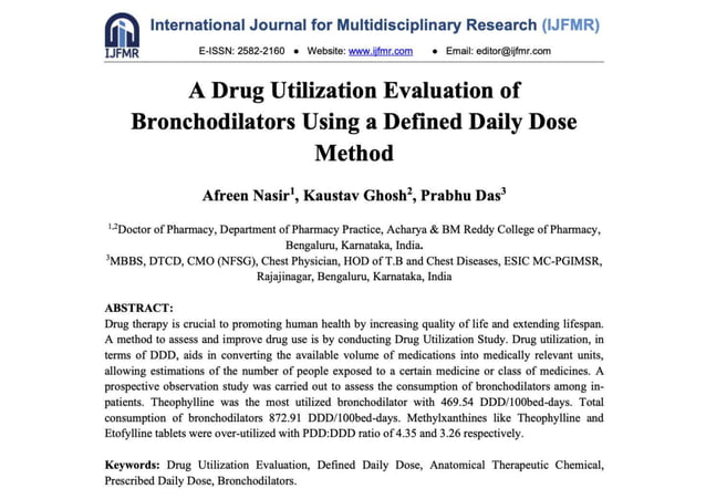 A Drug Utilization Evaluation of Bronchodilators Using a Defined Daily ...