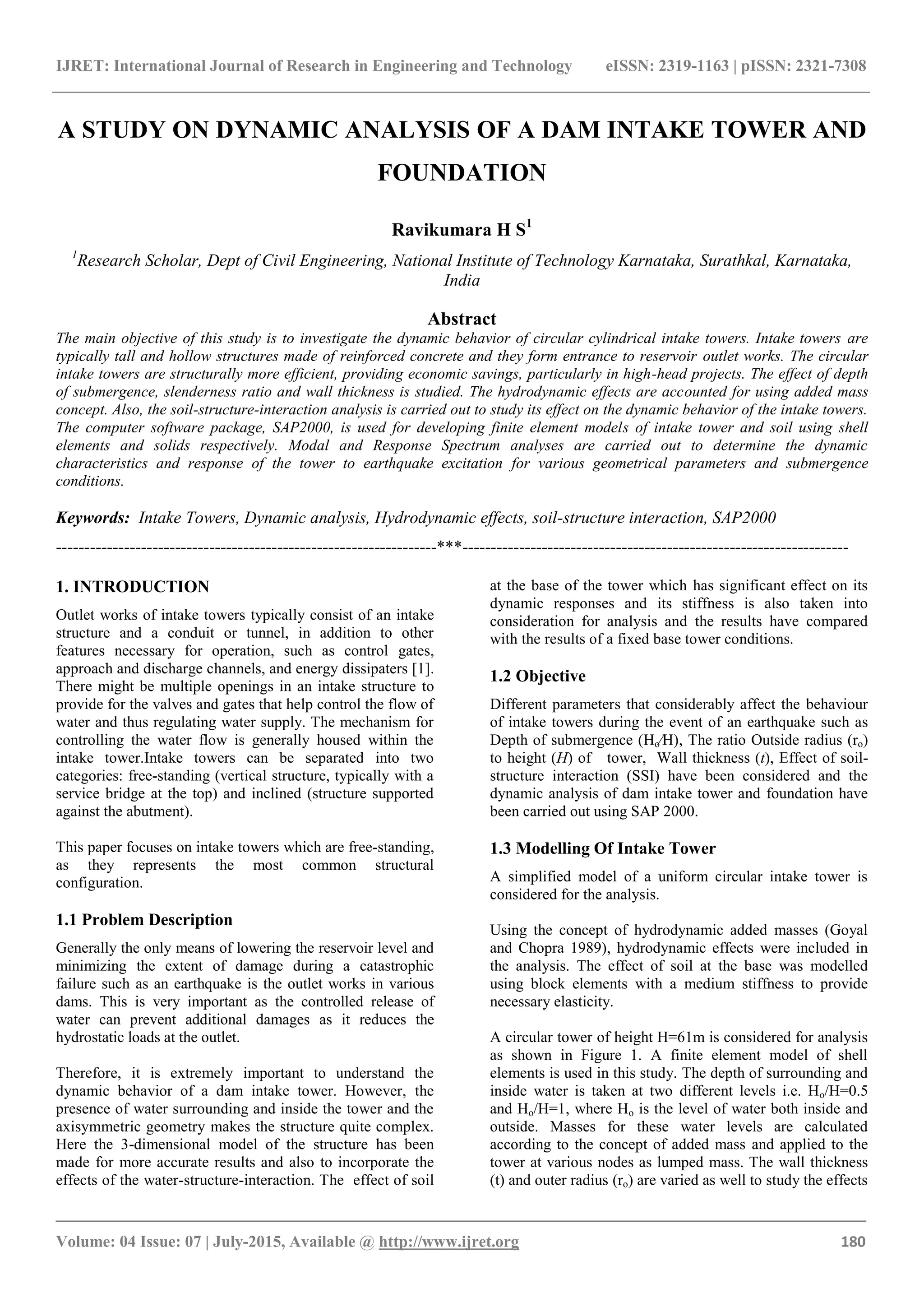 A study on dynamic analysis of a dam intake tower and foundation | PDF