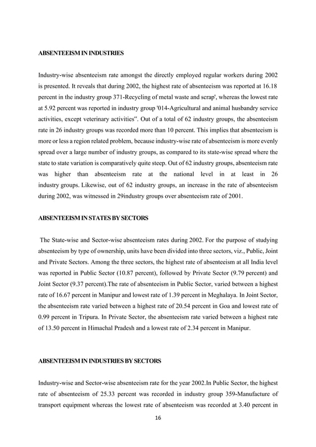 A study on employee absenteeism | PDF