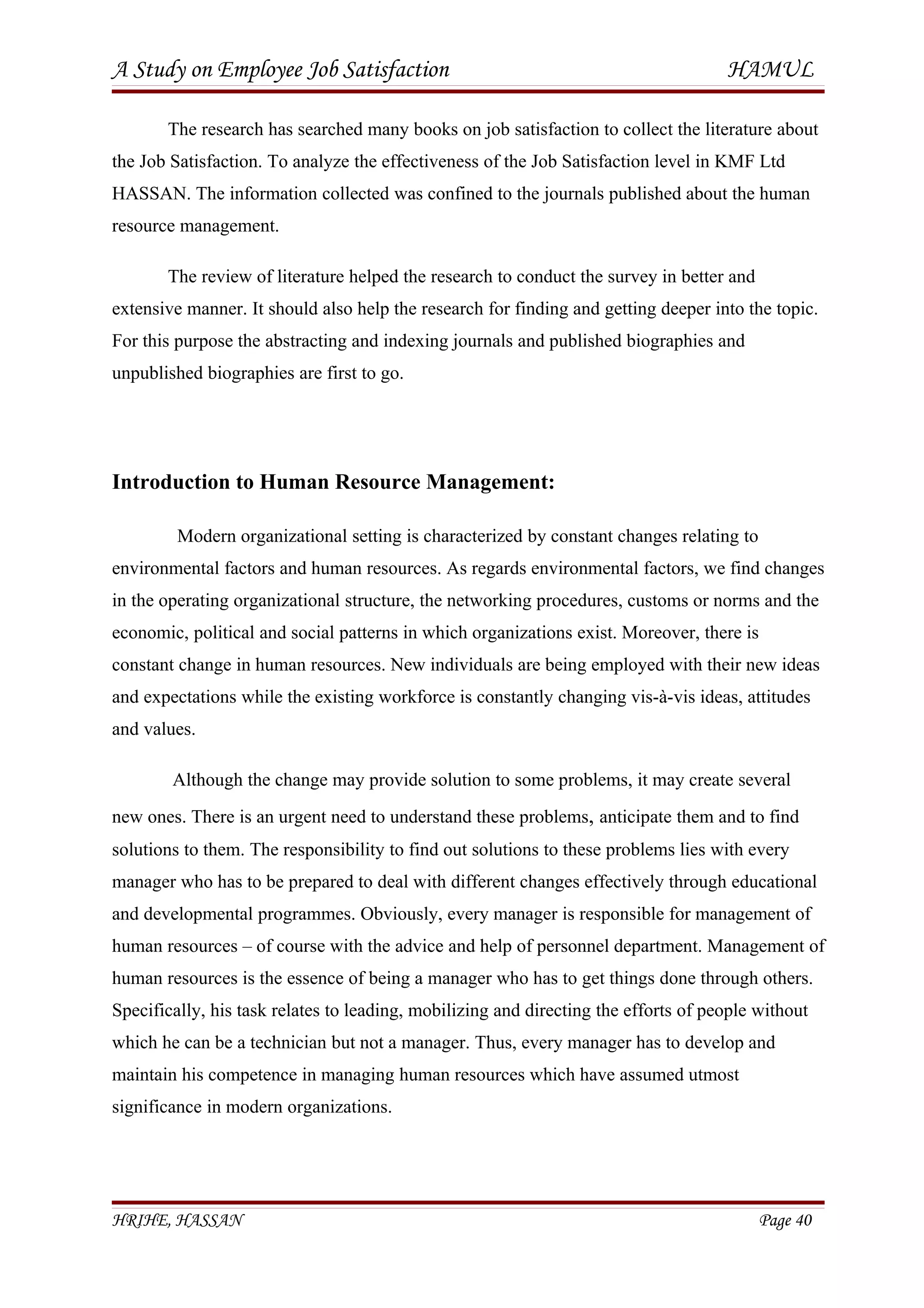 A study on employee job satisfaction h r final project | DOC