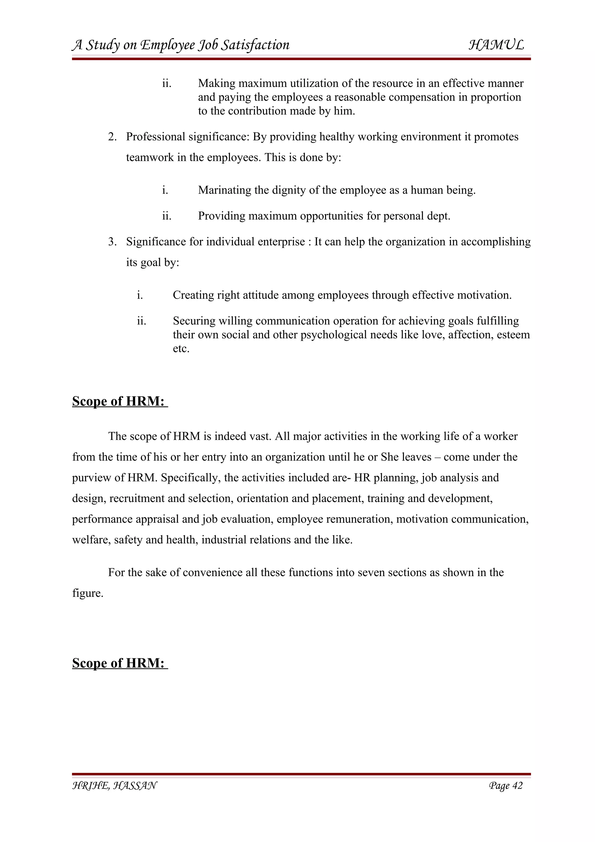 A study on employee job satisfaction h r final project | DOC