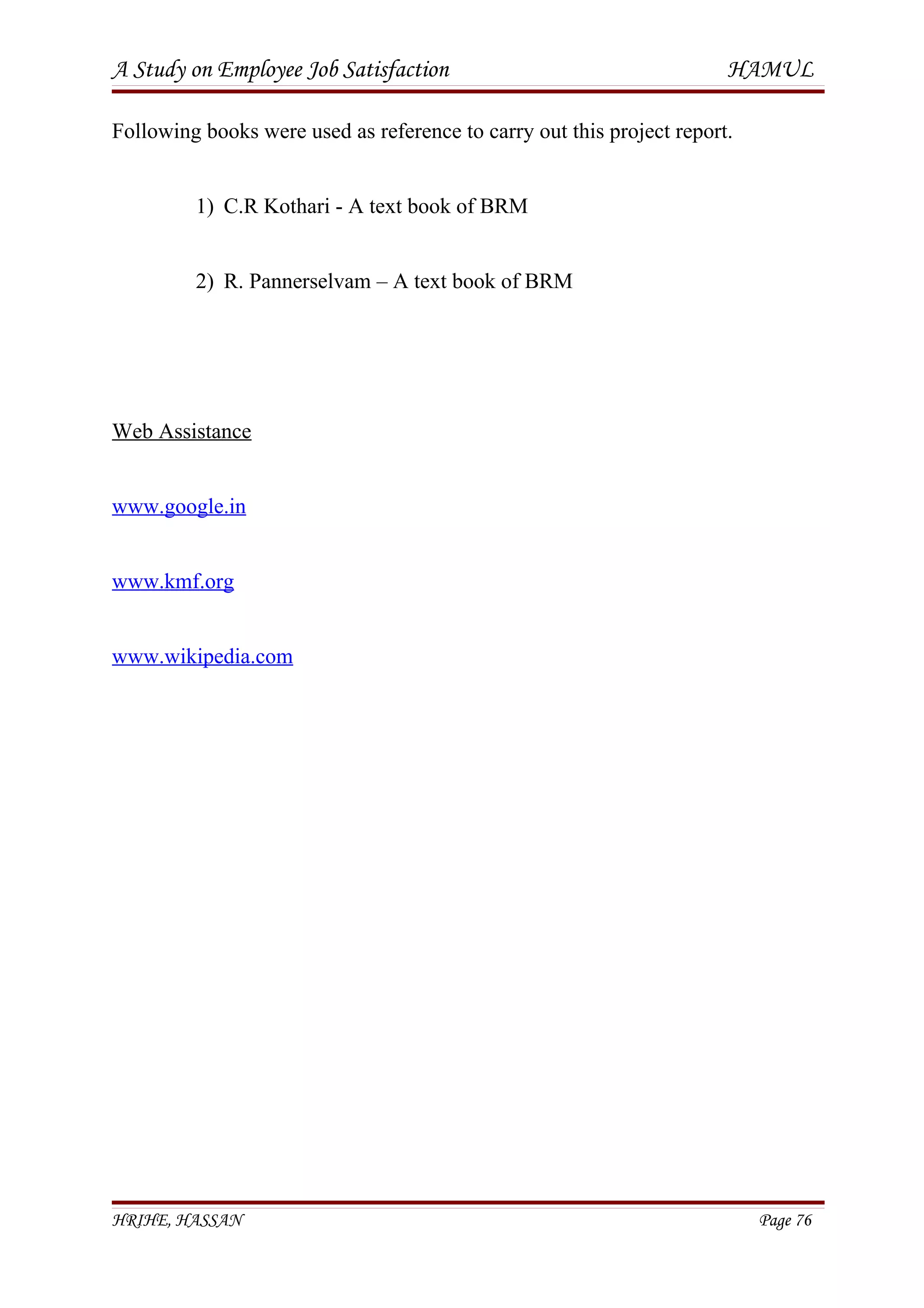 A study on employee job satisfaction h r final project | DOC