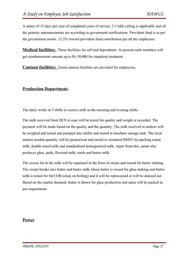 A study on employee job satisfaction h r final project | DOC