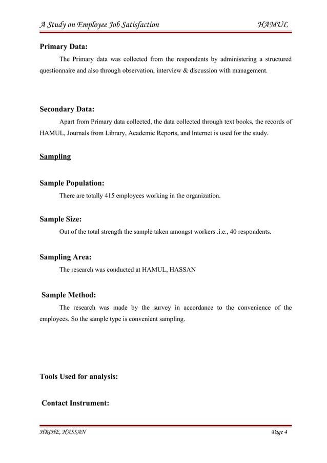 A study on employee job satisfaction h r final project | DOC