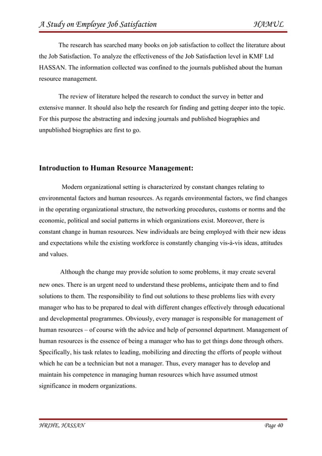 A study on employee job satisfaction h r final project | DOC