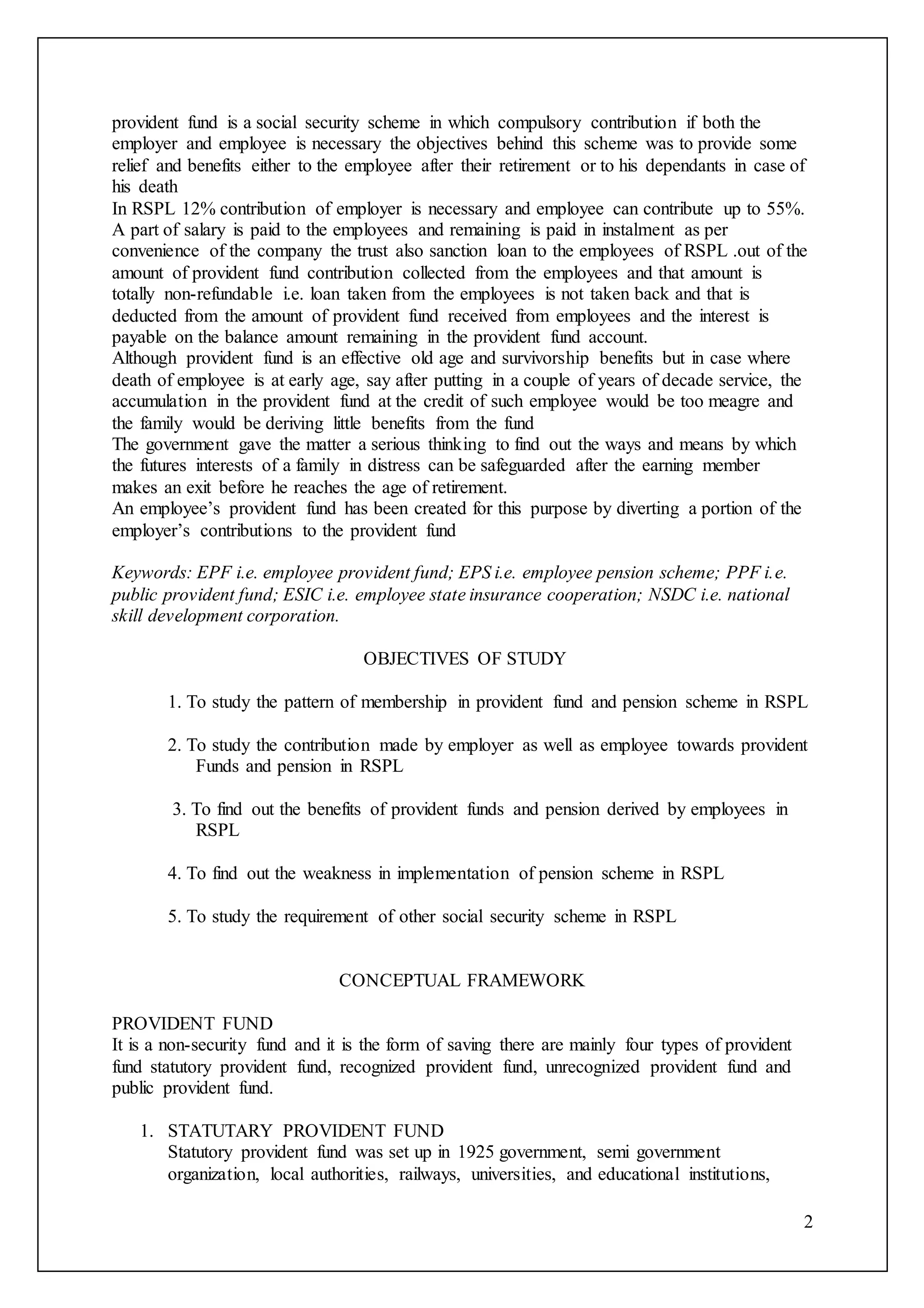 A study on employee provident fund and pension scheme | DOCX