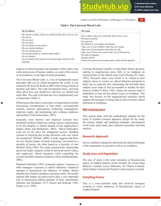 A Study On Ethical Dilemmas Of Managers At Workplace.Pdf