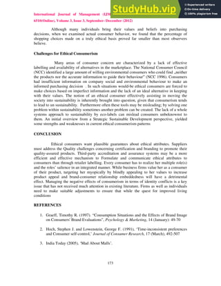 A STUDY ON ETHICS OF CONSUMERISM IN INDIA | PDF