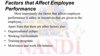 A study on factors affecting employee performance copy | PPTX