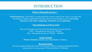 RESEARCH ON STUDY ON FINANCIAL LITERACY AND AWARENESS | PPTX
