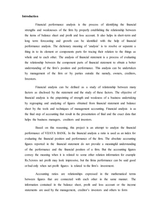 A study on financial performance of vijaya bank | PDF