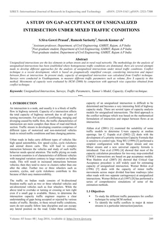 A study on gap acceptance of unsignalized intersection under mixed traffic conditions | PDF