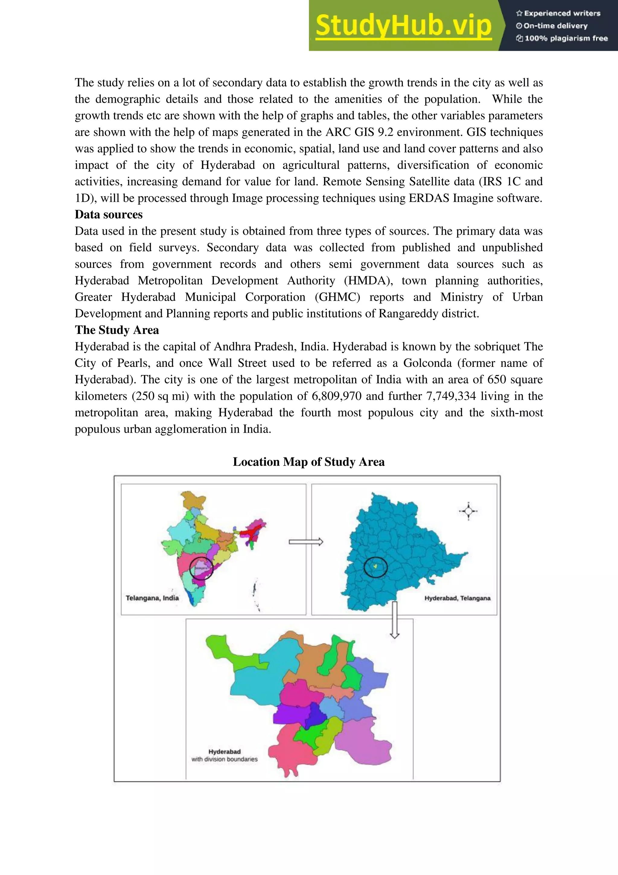 A Study On Growth And Distribution Of Population In Hyderabad City | PDF