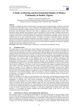 A study on housing and environmental quality of moniya community in ...