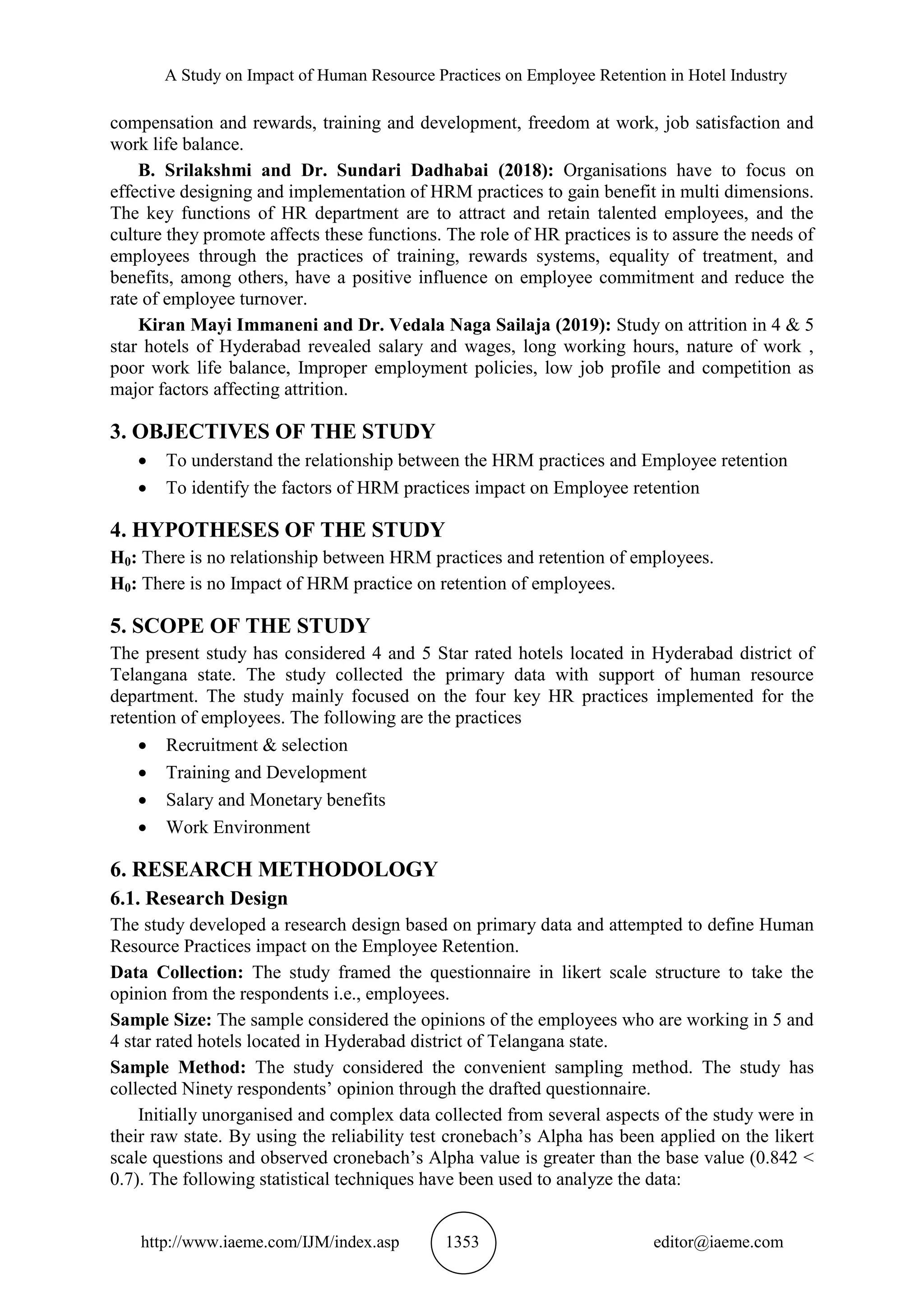 A study on impact of human resource practices on employee retention in ...