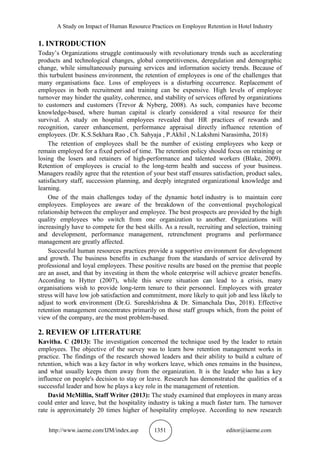 A study on impact of human resource practices on employee retention in ...
