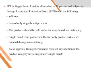 A STUDY ON FDI IN INDIAN RETAIL SECTOR | PPT
