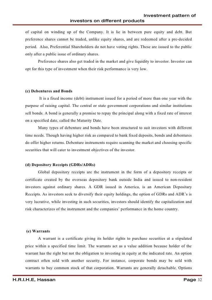 A study on investment pattern of investors on different products cond…