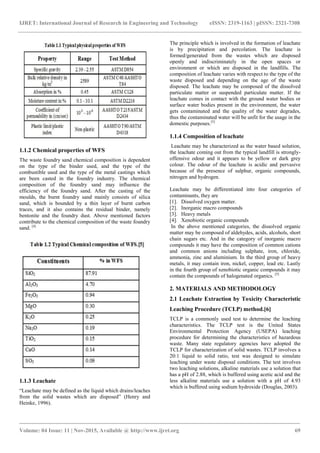 A study on leachate characteristics generated from waste foundry sand ...