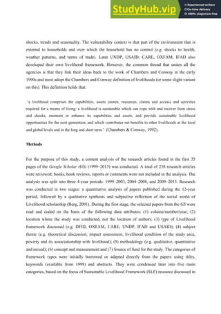 A Study On Livelihood Frameworks | PDF