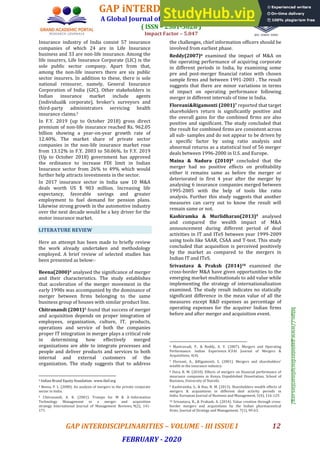 A STUDY ON MERGER AND ACQUISITION IN INSURANCE INDUSTRY IN INDIA | PDF