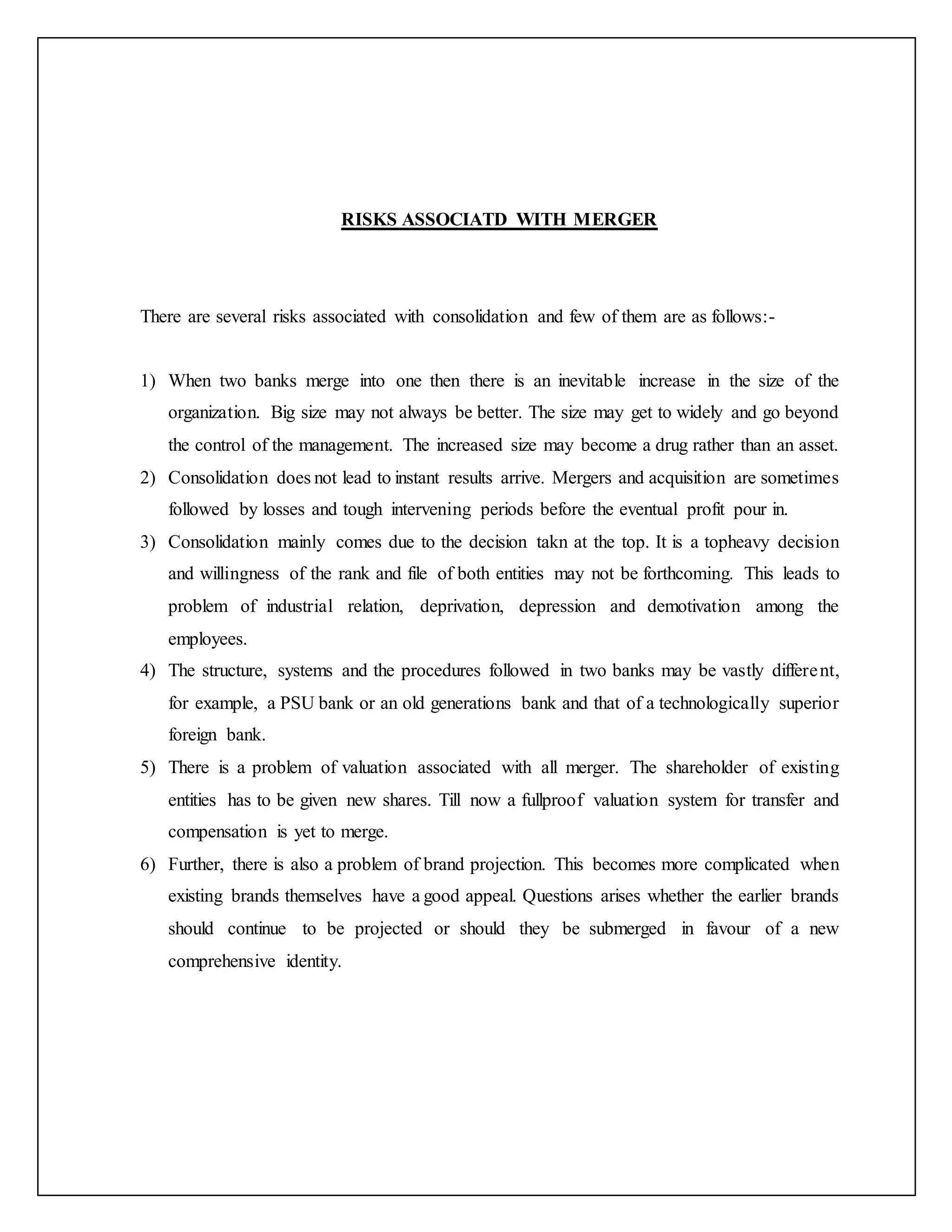 A study on merger and acquisition on indian banking sector | DOCX