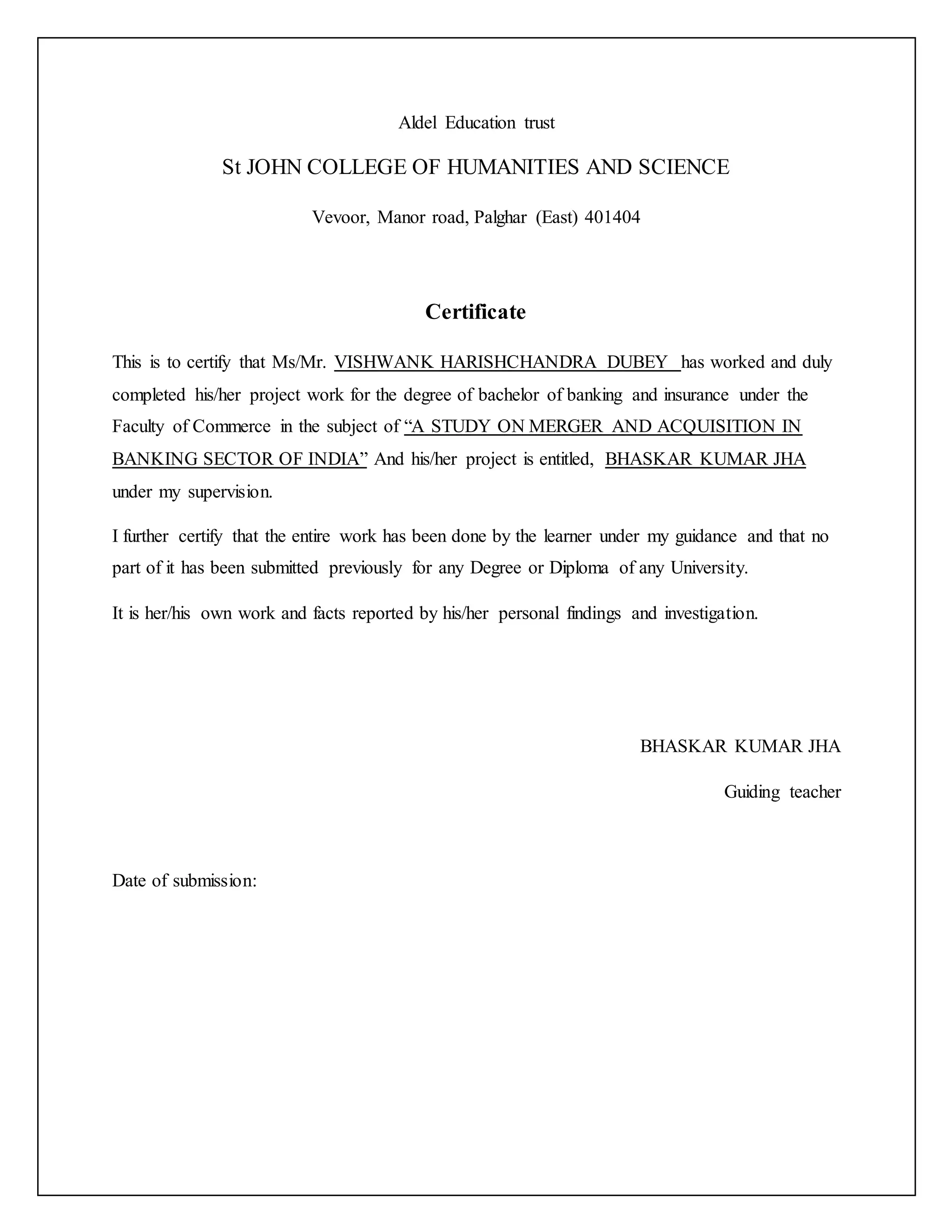 A study on merger and acquisition on indian banking sector | DOCX