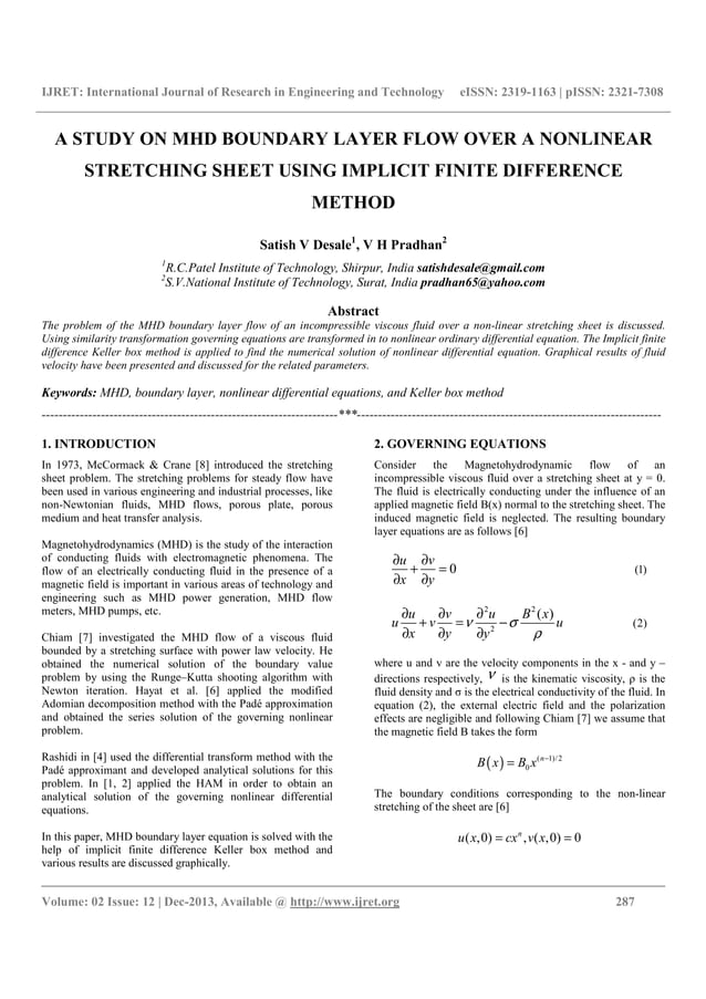 A study on mhd boundary layer flow over a nonlinear | PDF | Physics | Science