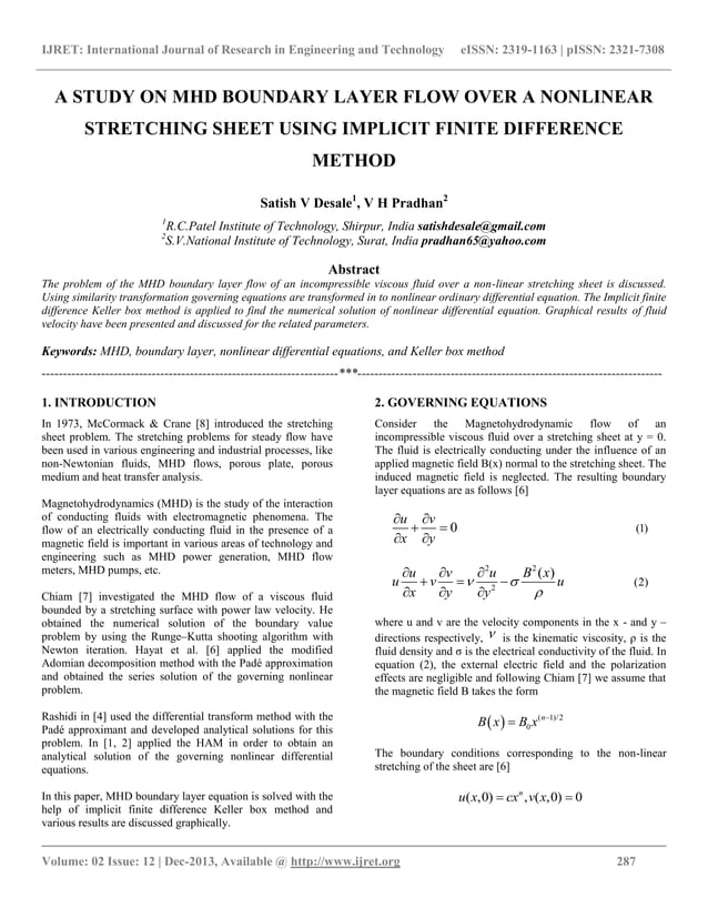 A study on mhd boundary layer flow over a nonlinear stretching sheet using implicit finite ...