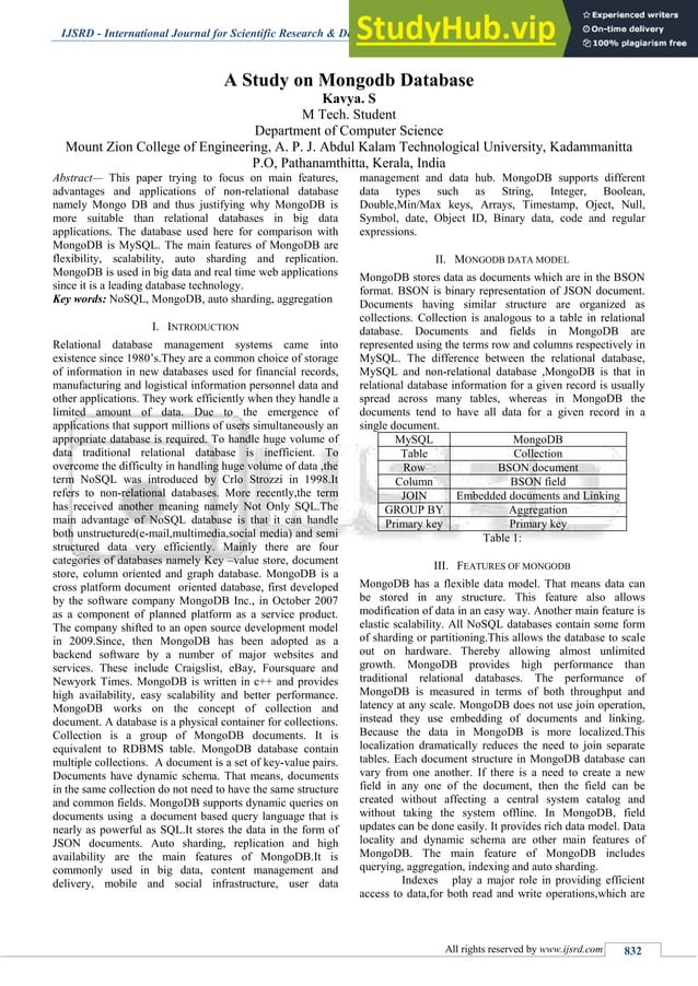 A Study on Mongodb Database.pdf | Databases | Computer Software and Applications