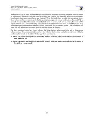 A study on need achievement of high and low achievers | PDF