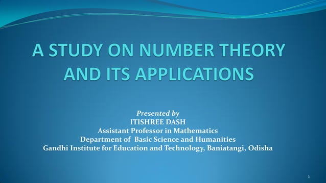 A study on number theory and its applications | PDF