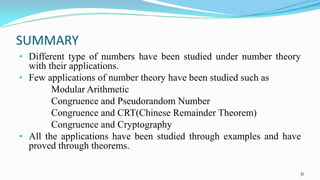 A study on number theory and its applications | PDF