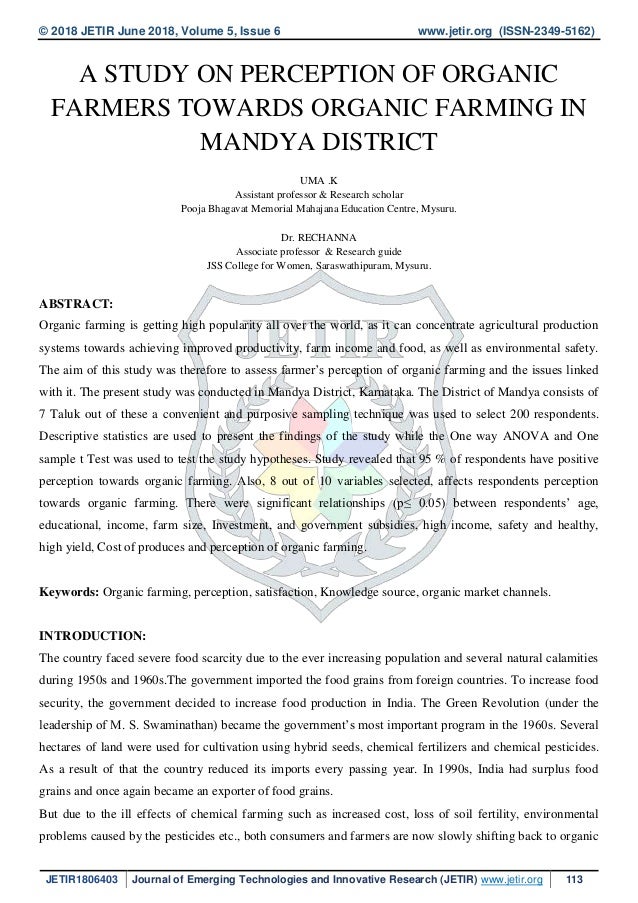 Article 2 A STUDY ON PERCEPTION OF ORGANIC FARMERS TOWARDS ORGANIC ...