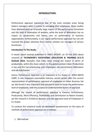 A study on performance appraisal of human resource management in hero ...