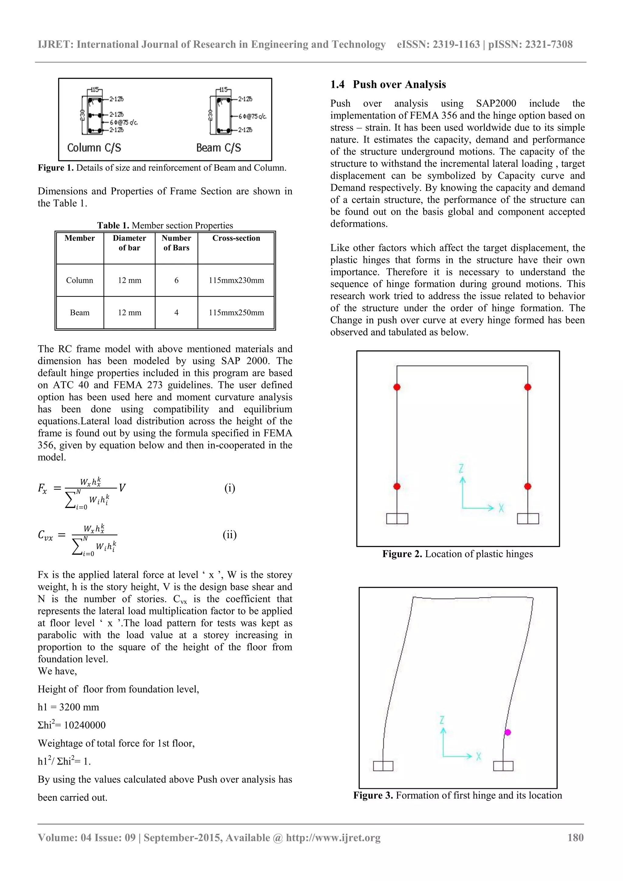 A study on plastic hinge formation in rc frame by nonlinear static analysis | PDF