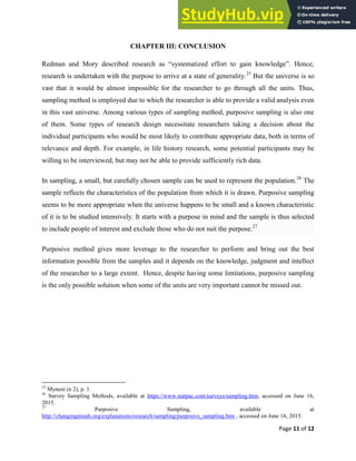 A STUDY ON PURPOSIVE SAMPLING METHOD IN RESEARCH | PDF