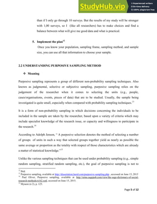 A STUDY ON PURPOSIVE SAMPLING METHOD IN RESEARCH | PDF