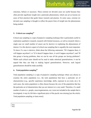 A STUDY ON PURPOSIVE SAMPLING METHOD IN RESEARCH | PDF