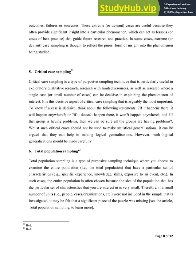 A STUDY ON PURPOSIVE SAMPLING METHOD IN RESEARCH | PDF
