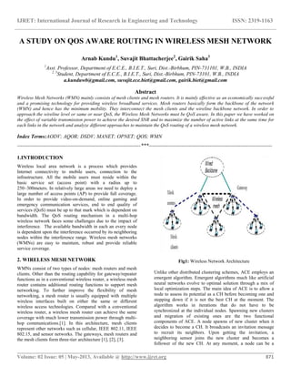 A study on qos aware routing in wireless mesh network | PDF