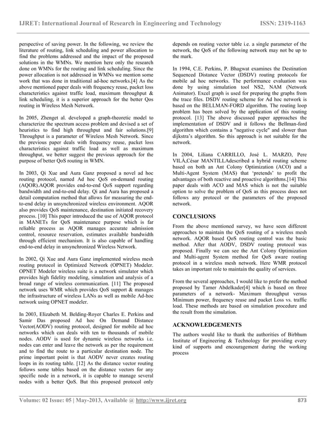 A study on qos aware routing in wireless mesh network | PDF